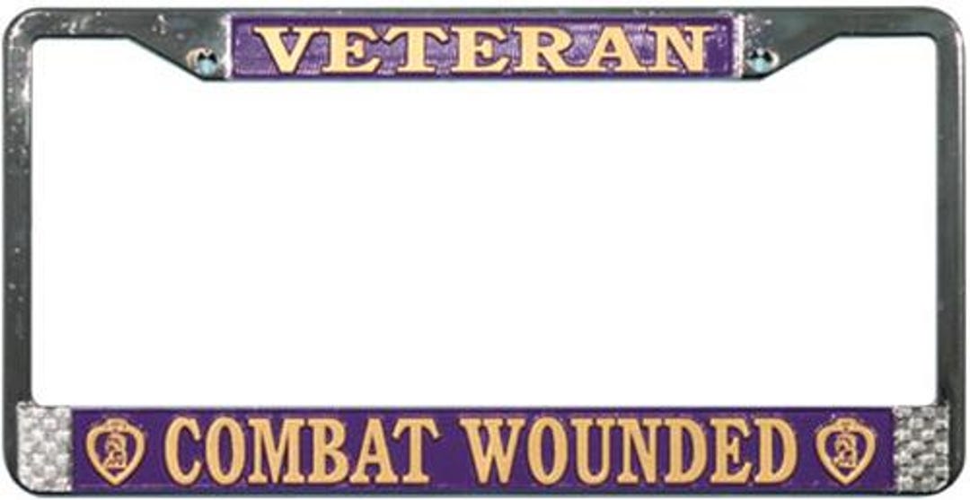 Purple Heart Combat Wounded Veteran Raised Letters Chrome License Plate ...