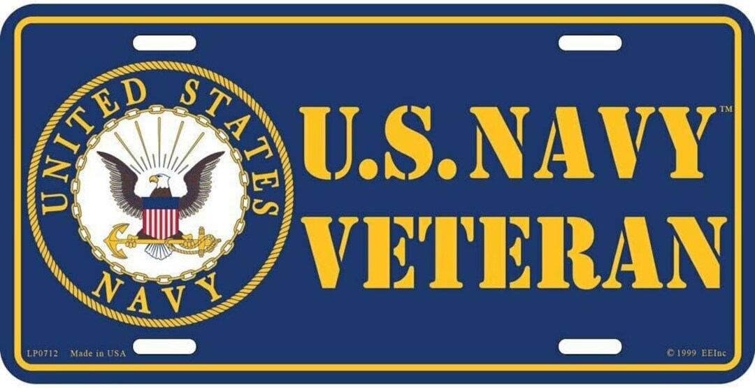United States Navy Veteran Embossed License Plate Officially Licensed ...