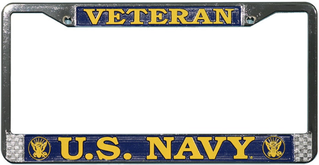 U.S. Navy Veteran Chrome License Plate Frame Officially Licensed by the ...