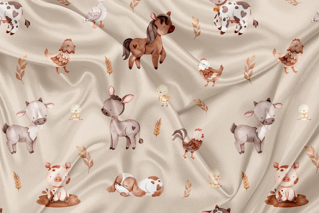 Printed Cuddle Minky Farm Animals Watercolor Print Minky Fabric - Etsy