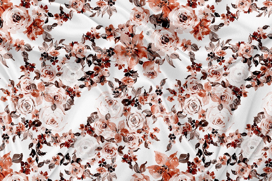 Printed Minky Fabric Floral Vintage Autumn Print - Minky Fabric by the ...