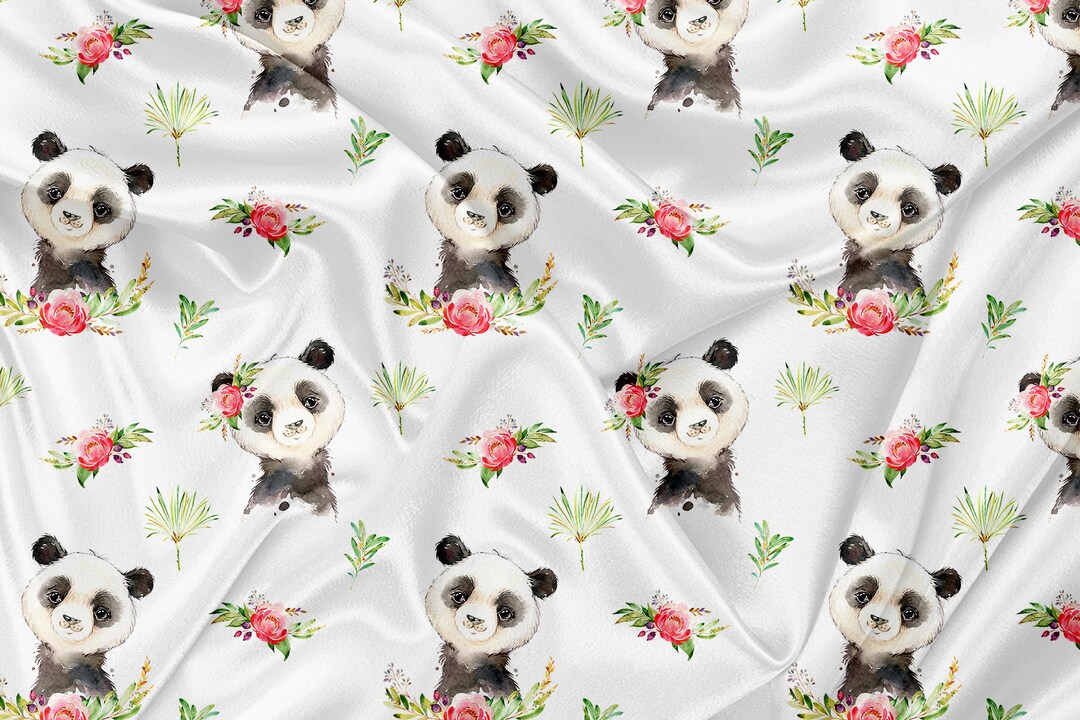 Printed Minky Fabric Floral Panda Print - Minky Fabric by the Yard - Etsy