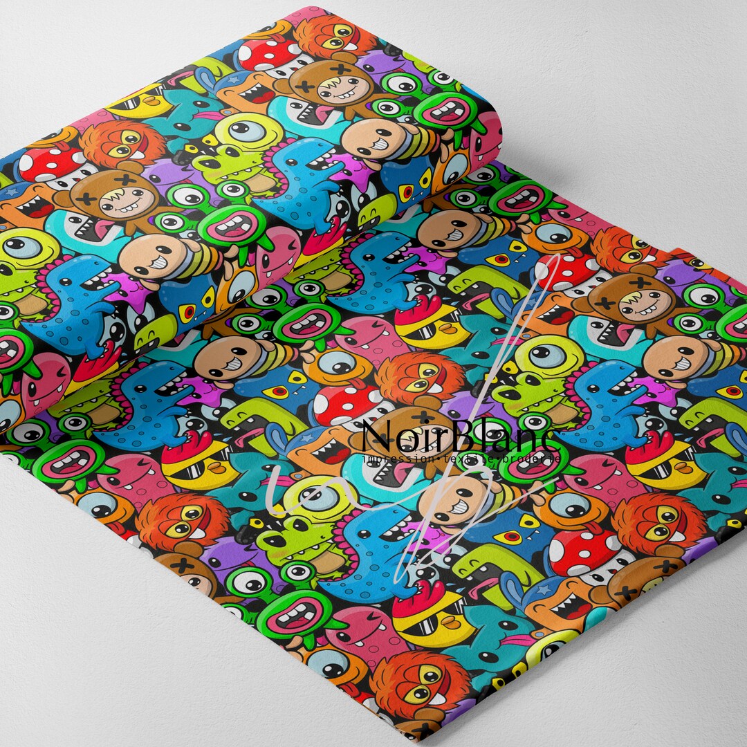 Fabrics - 18 Differents Type of Fabric - Print Funny Groovy Monsters - Etsy