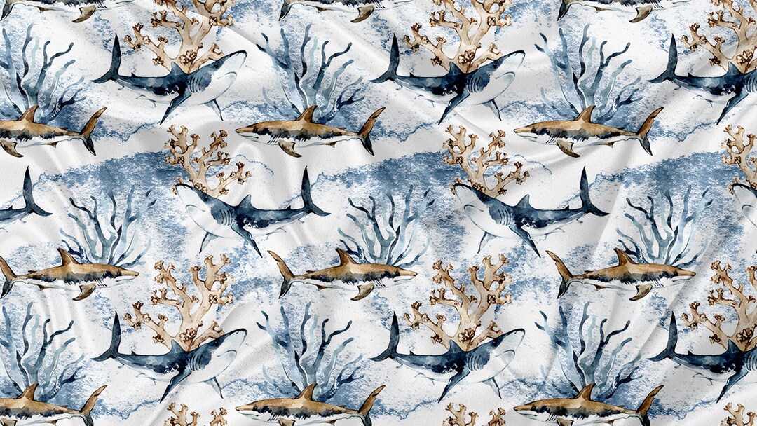 Printed Minky Fabric Shark Print - Minky Fabric by the Yard - Etsy