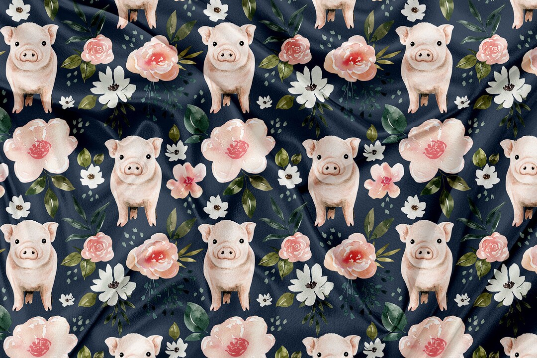 Printed Cuddle Minky Floral Pig Print Minky Fabric by the Yard - Etsy