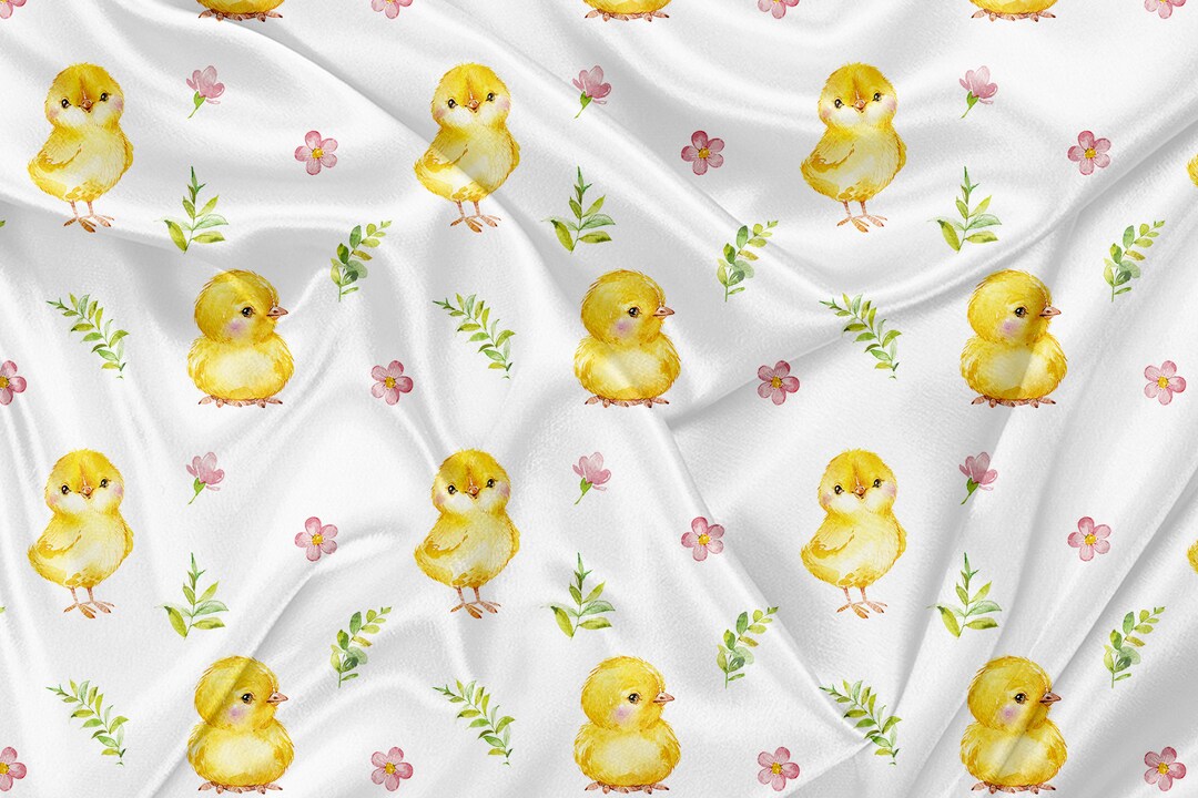 Printed Minky Fabric Chicks and Flowers Print - Minky Fabric by the ...
