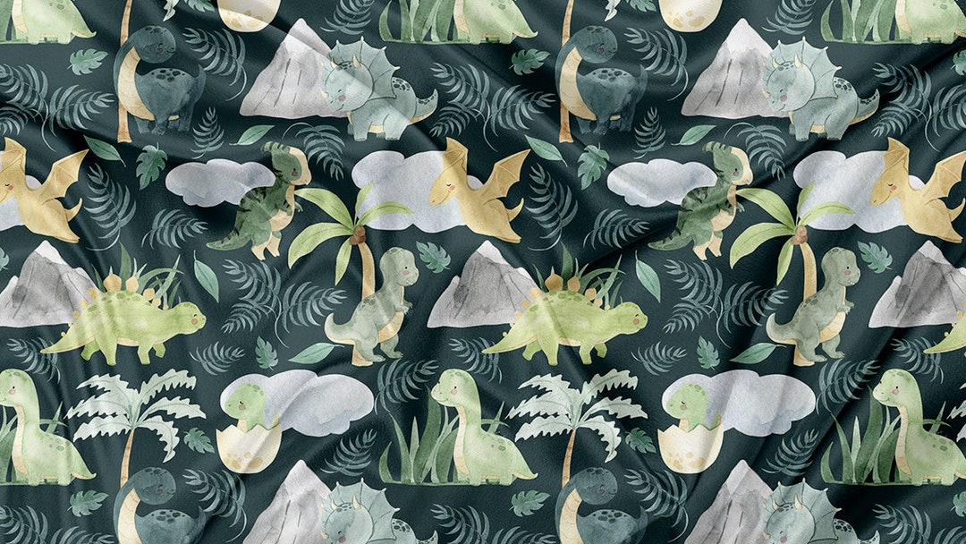 Printed Minky Green Dinosaurs Print - Minky Fabrics by the Yard - Etsy
