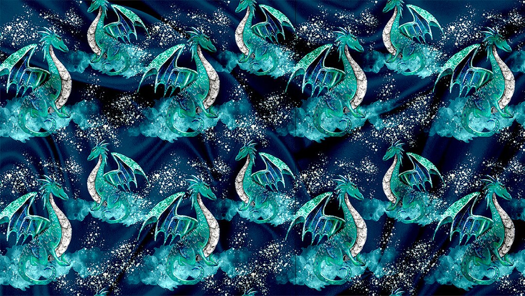 Printed Minky Blue Dragon Print - Minky Fabric by the Yard - Etsy
