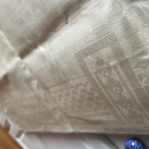Vintage Tablecloth New Old Stock Pure Linen Ivory Damask Czechoslovakia ...