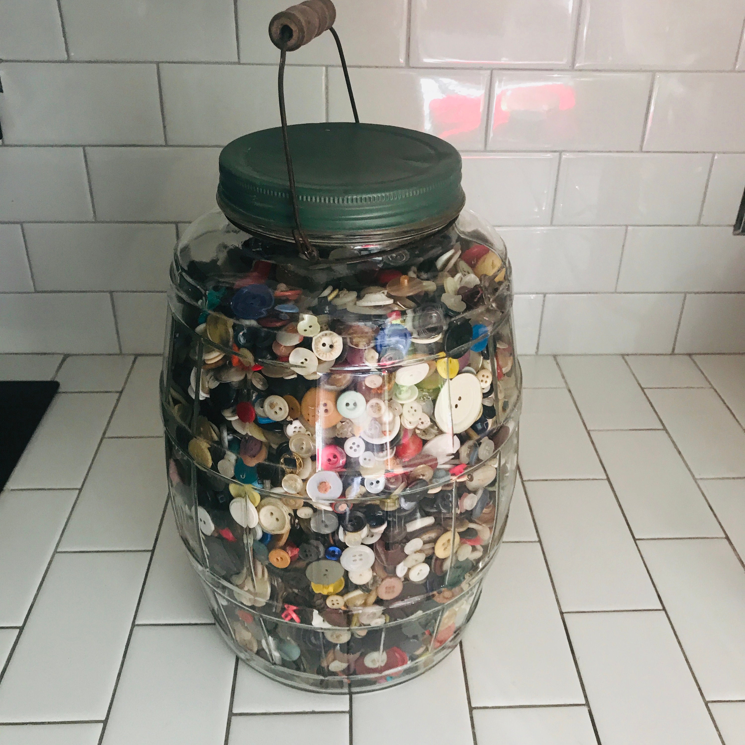 Giant Glass Store Display Pickle Jar full of Buttons vintage & | Etsy