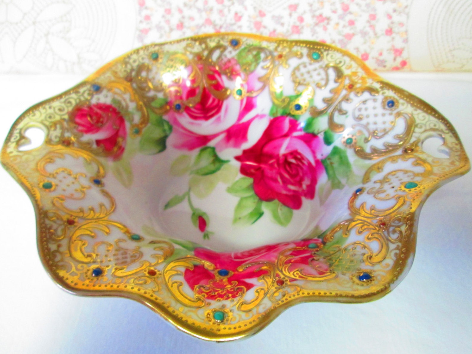 Fantastic Fine Bone China Bon Bon Compote Footed Hand Painted - Etsy