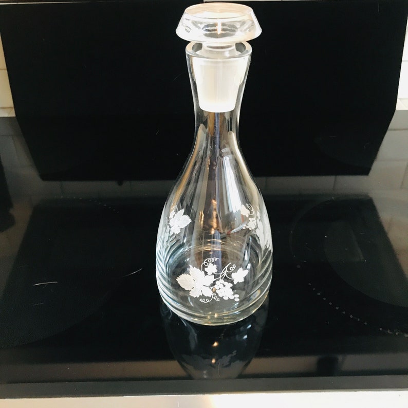 Beautiful Decanter With Etched Grape Vines and Leaves Ground | Etsy