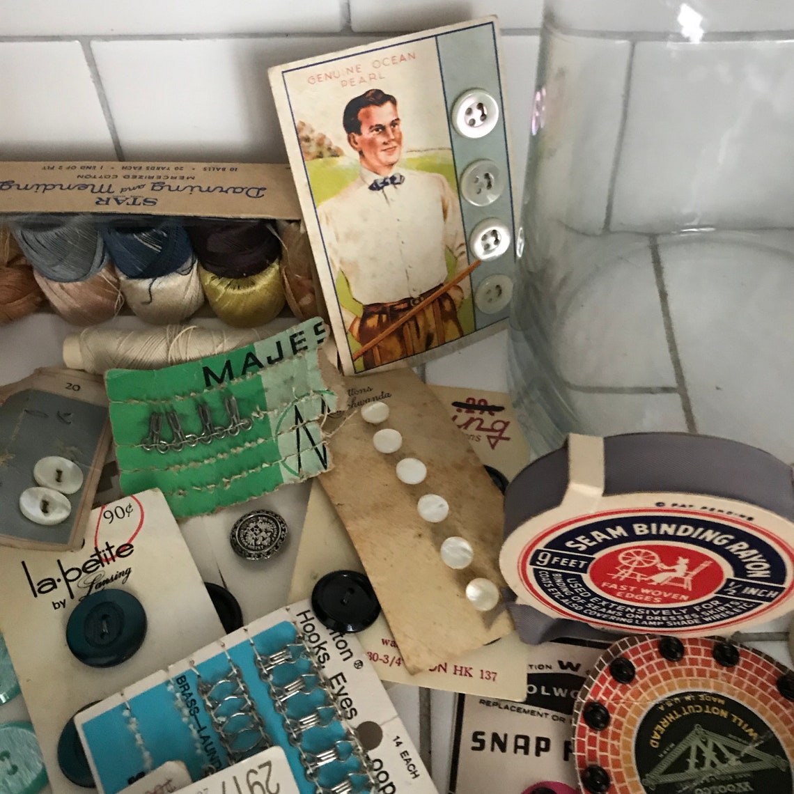 Vintage Sewing Notions Display Jar Full of Many Pieces - Etsy