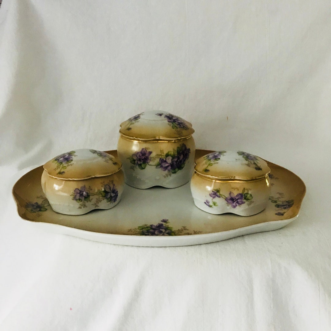 Antique Dresser Vanity Tray With Dresser/vanity Jars Complete Set 1800 ...
