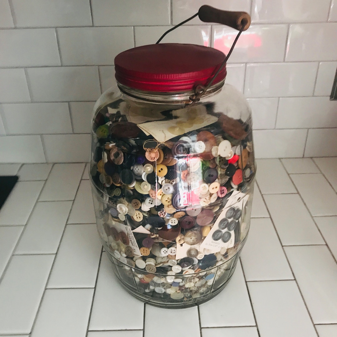 Giant Glass Store Display Pickle Jar Full of Buttons Vintage & - Etsy