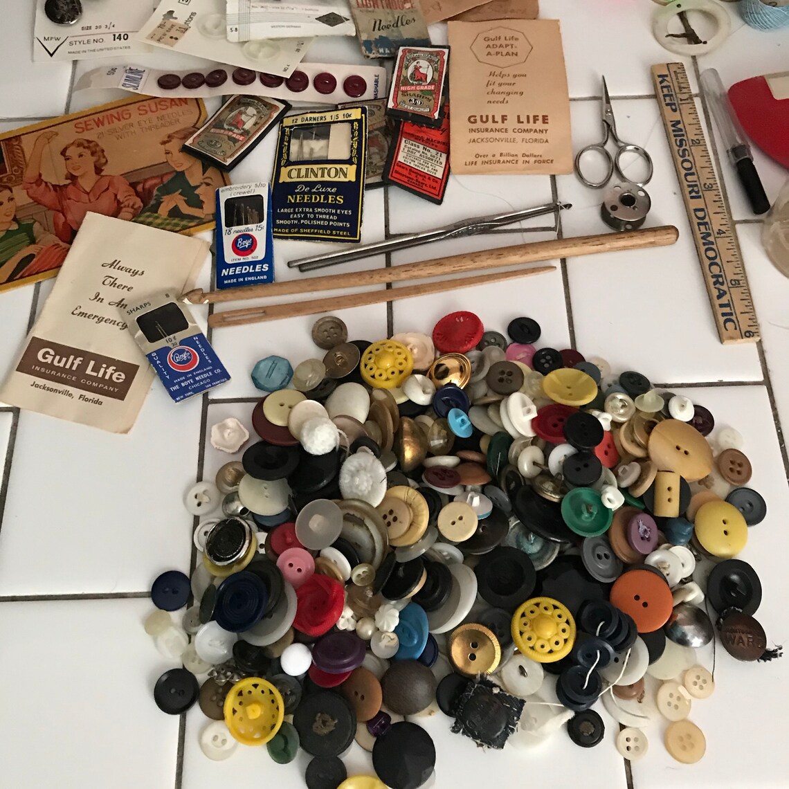 Vintage Sewing Notions Display Jar Full of Many Pieces | Etsy