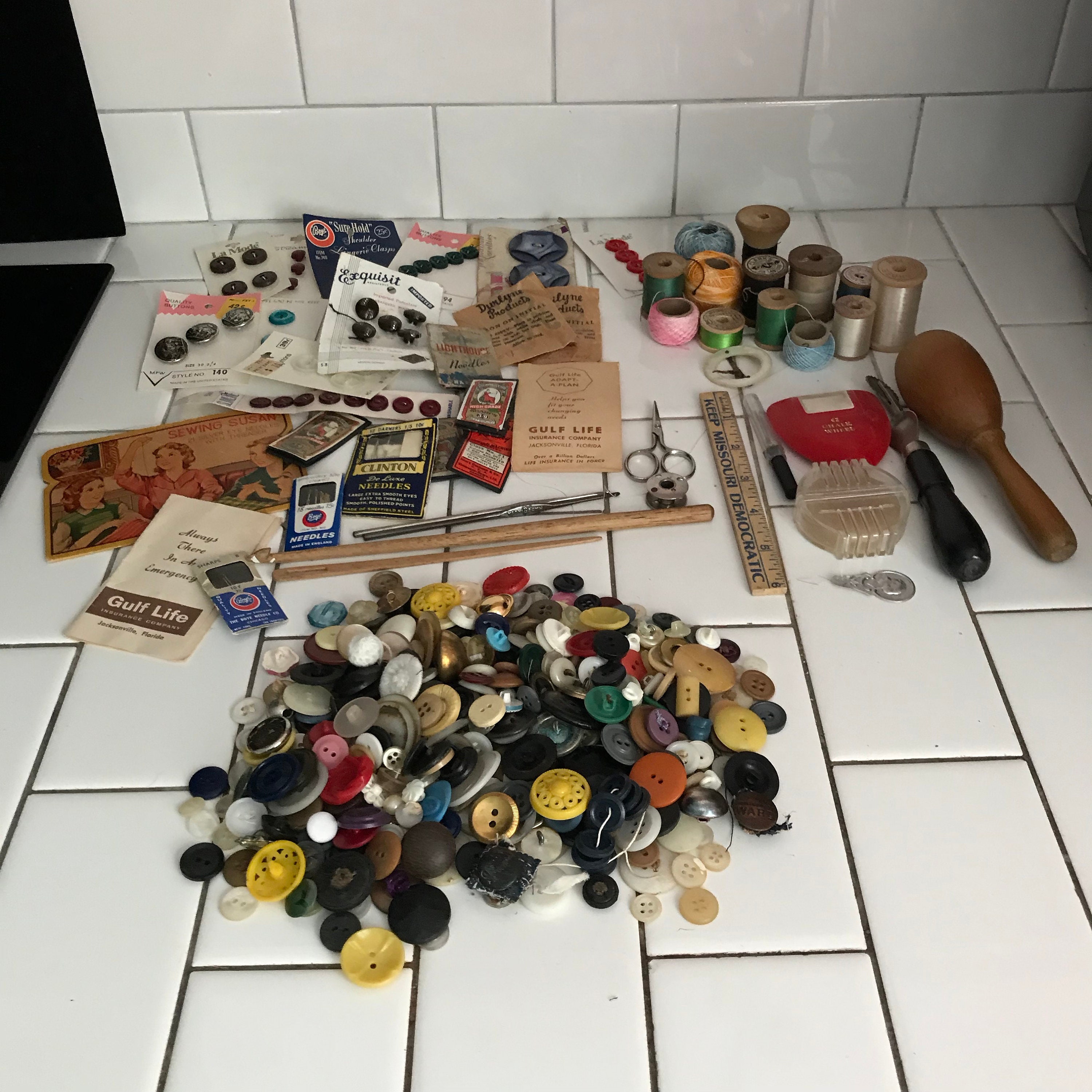 Vintage Sewing Notions Display Jar Full of Many Pieces | Etsy