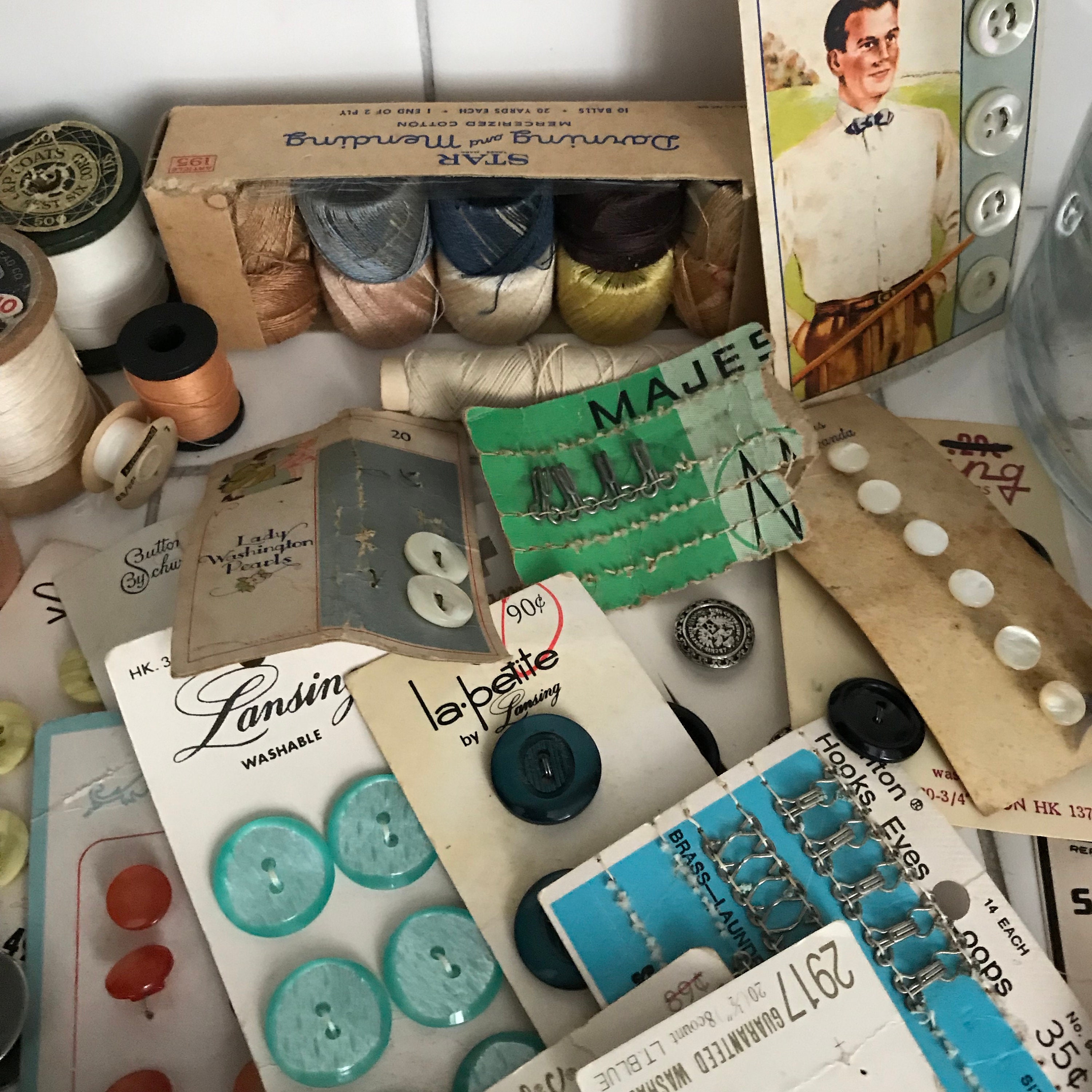 Vintage Sewing Notions Display Jar Full of Many Pieces - Etsy