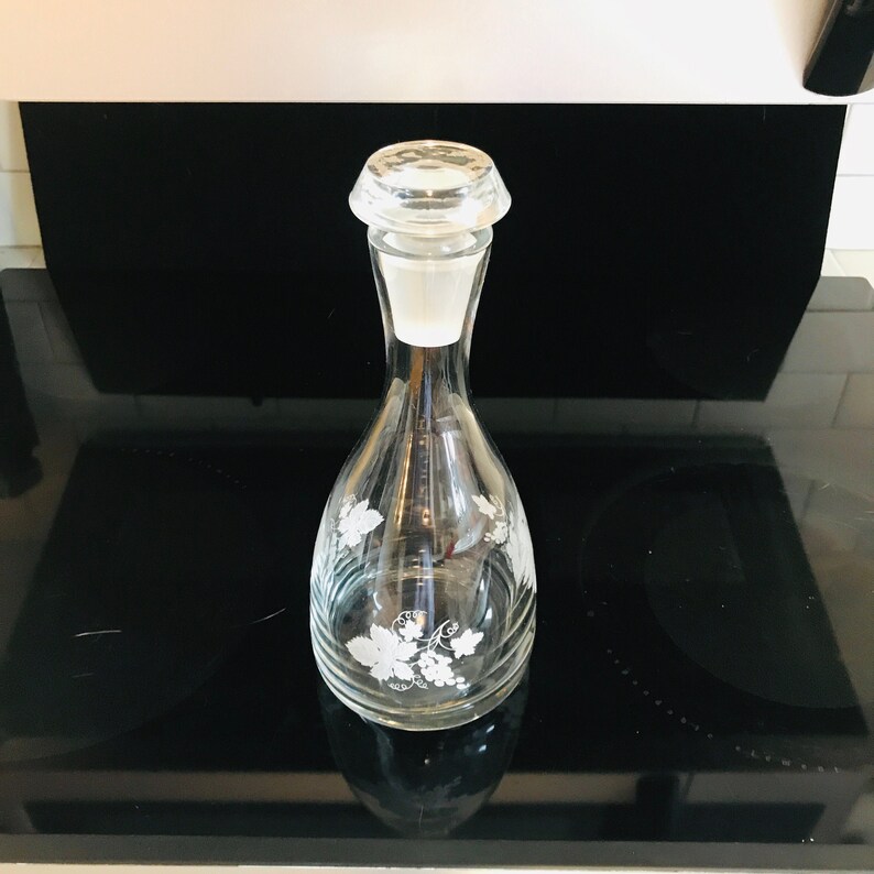 Beautiful Decanter With Etched Grape Vines and Leaves Ground | Etsy