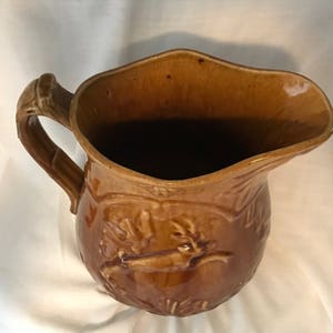 Antique Pheasant and Stag Bennington Milk Pitcher Farmhouse Crockery ...