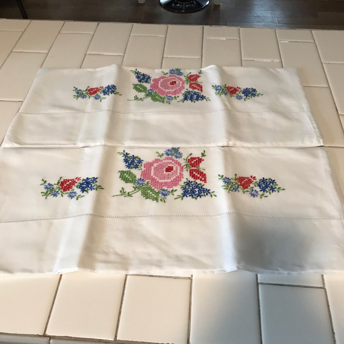 Beautiful Embroidered Pillowcase Pair Cotton With Hemstitch - Etsy