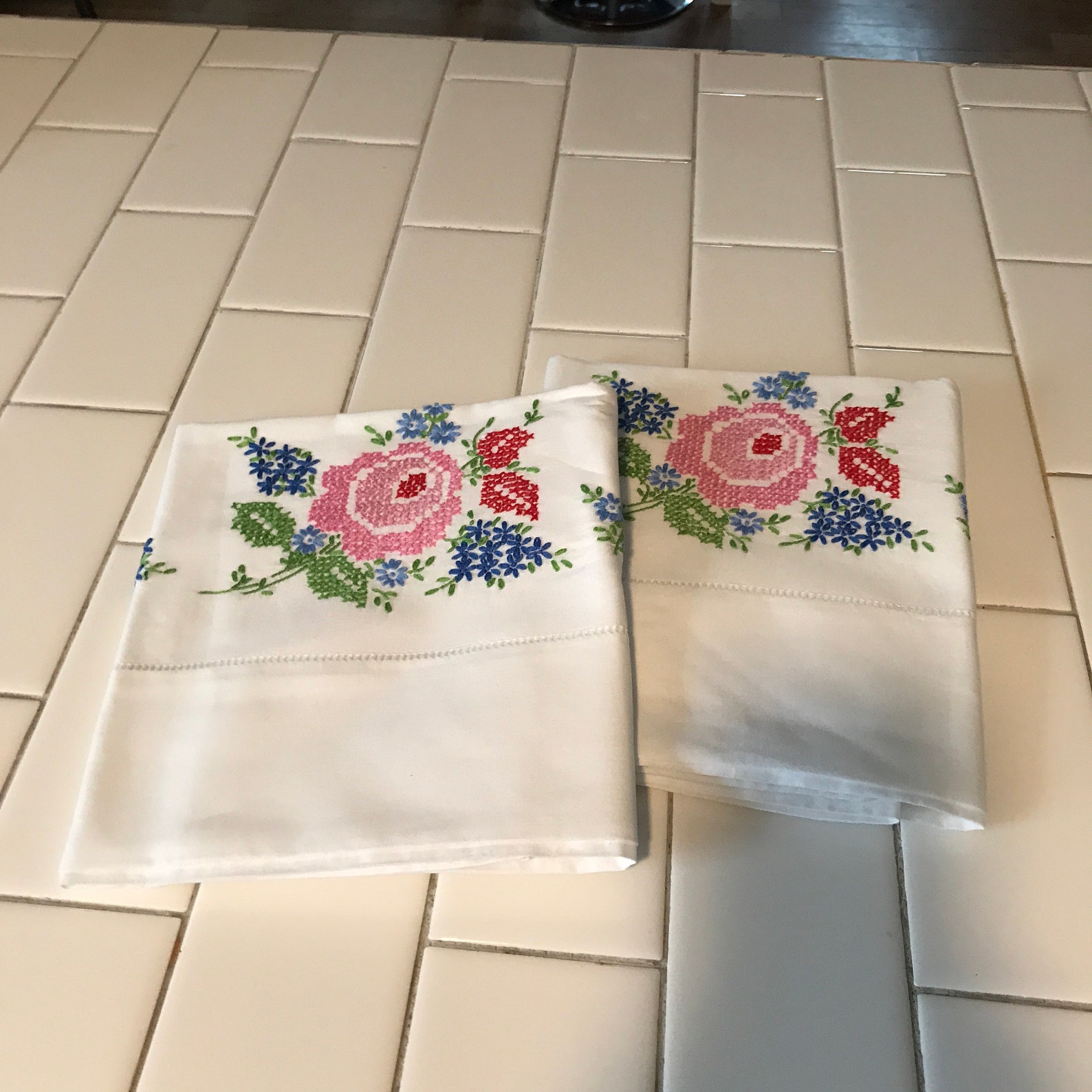 Beautiful Embroidered Pillowcase Pair Cotton With Hemstitch - Etsy