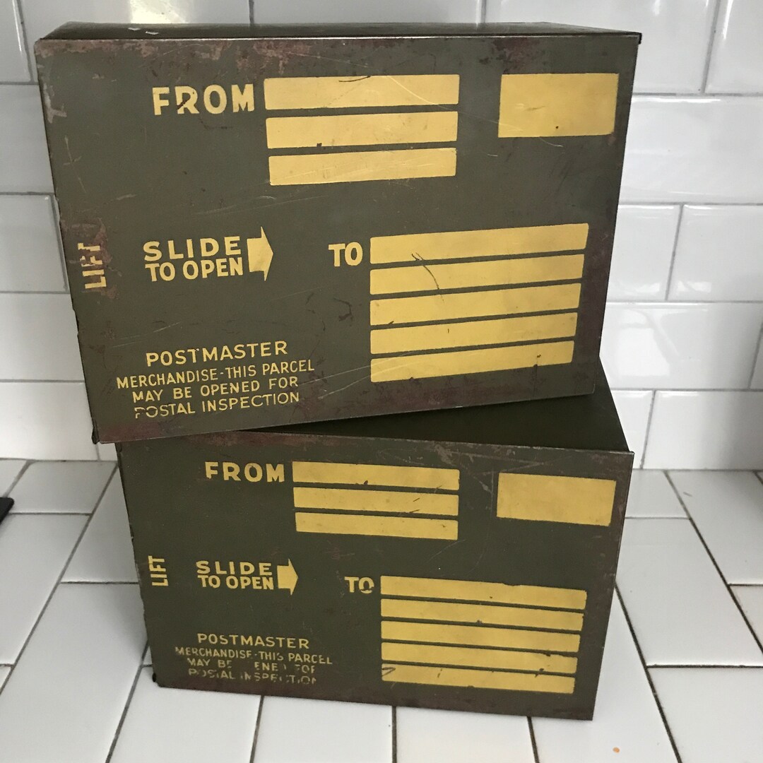 Vintage War-time Metal Mailing Box Slide Lid Military Collectible ...