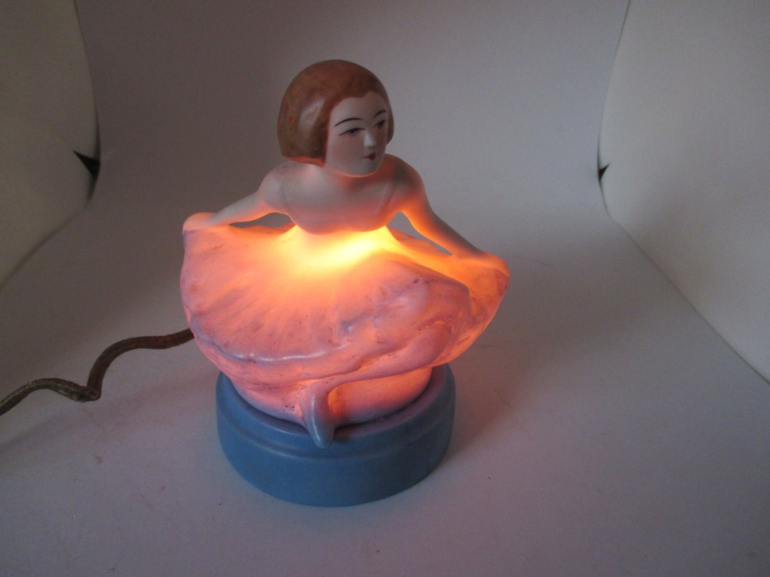 Fantastic 1920's Blue Flapper Dancer Perfume Lamp Fulper Brand ...