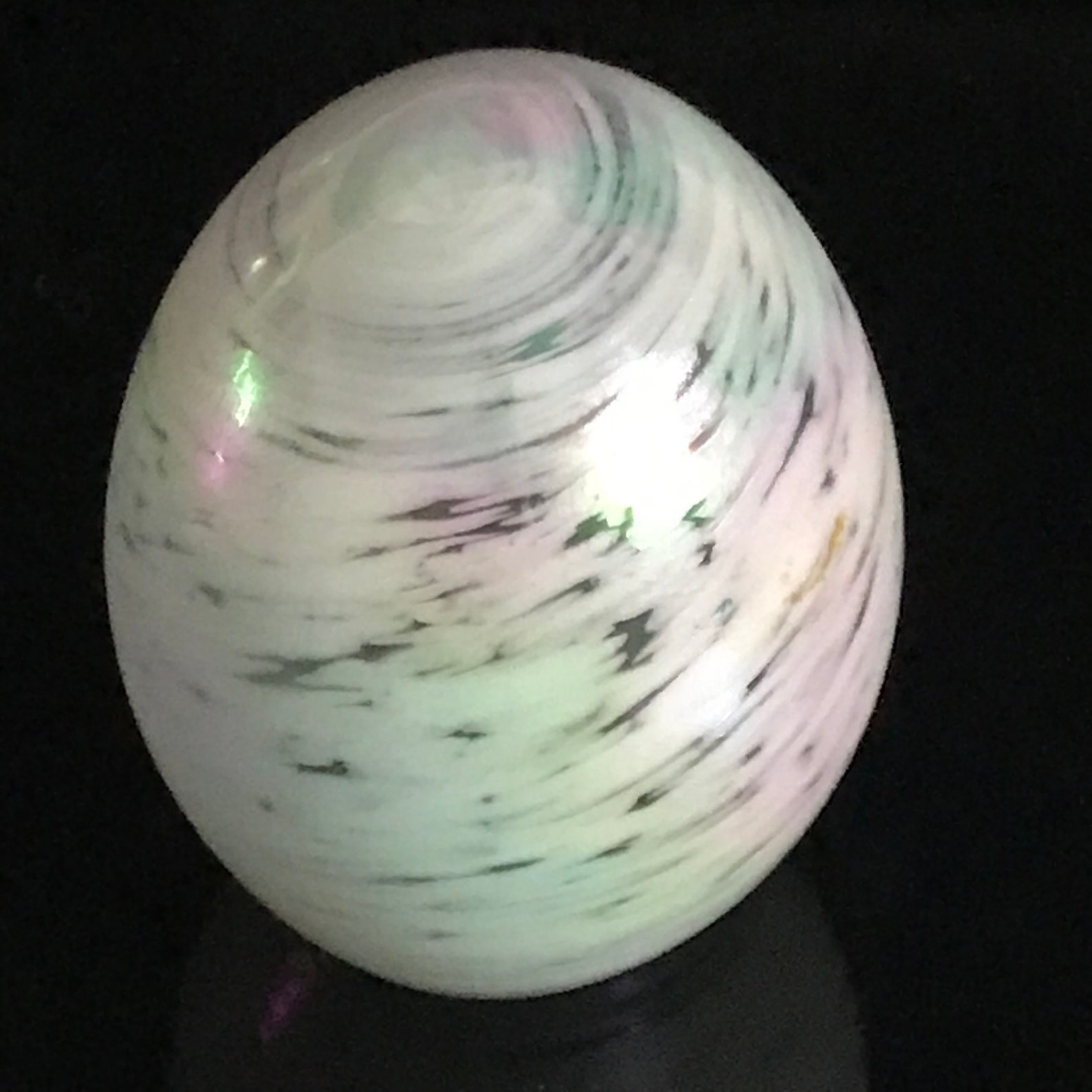Vintage Glass Paperweight Art Glass Iridescent White Swirls | Etsy
