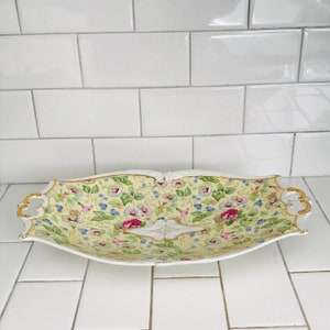 Beautiful Crown Dorset England Platter Morning Glories Chintz Gold Trim ...