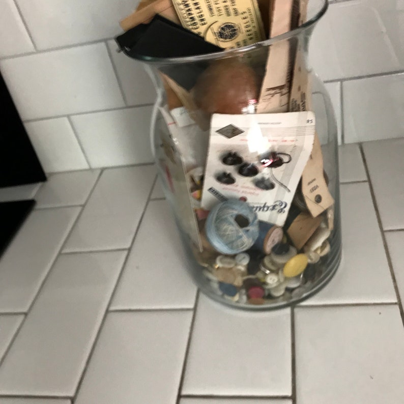 Vintage Sewing Notions Display Jar Full of Many Pieces | Etsy