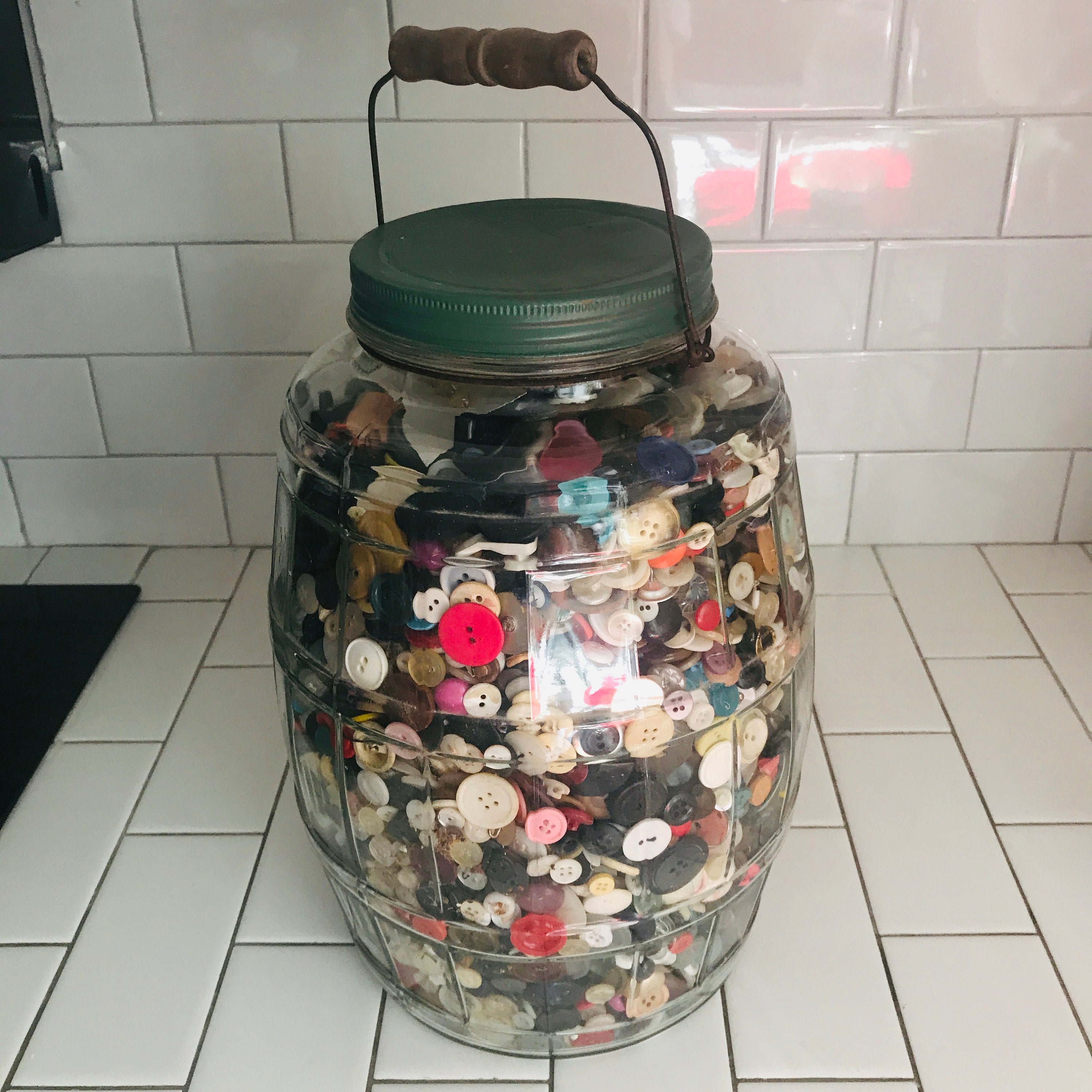 Giant Glass Store Display Pickle Jar full of Buttons vintage & | Etsy