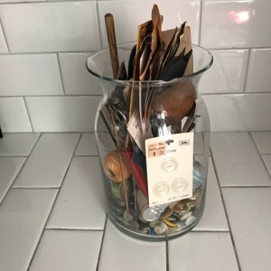 Vintage Sewing Notions Display Jar Full of Many Pieces | Etsy