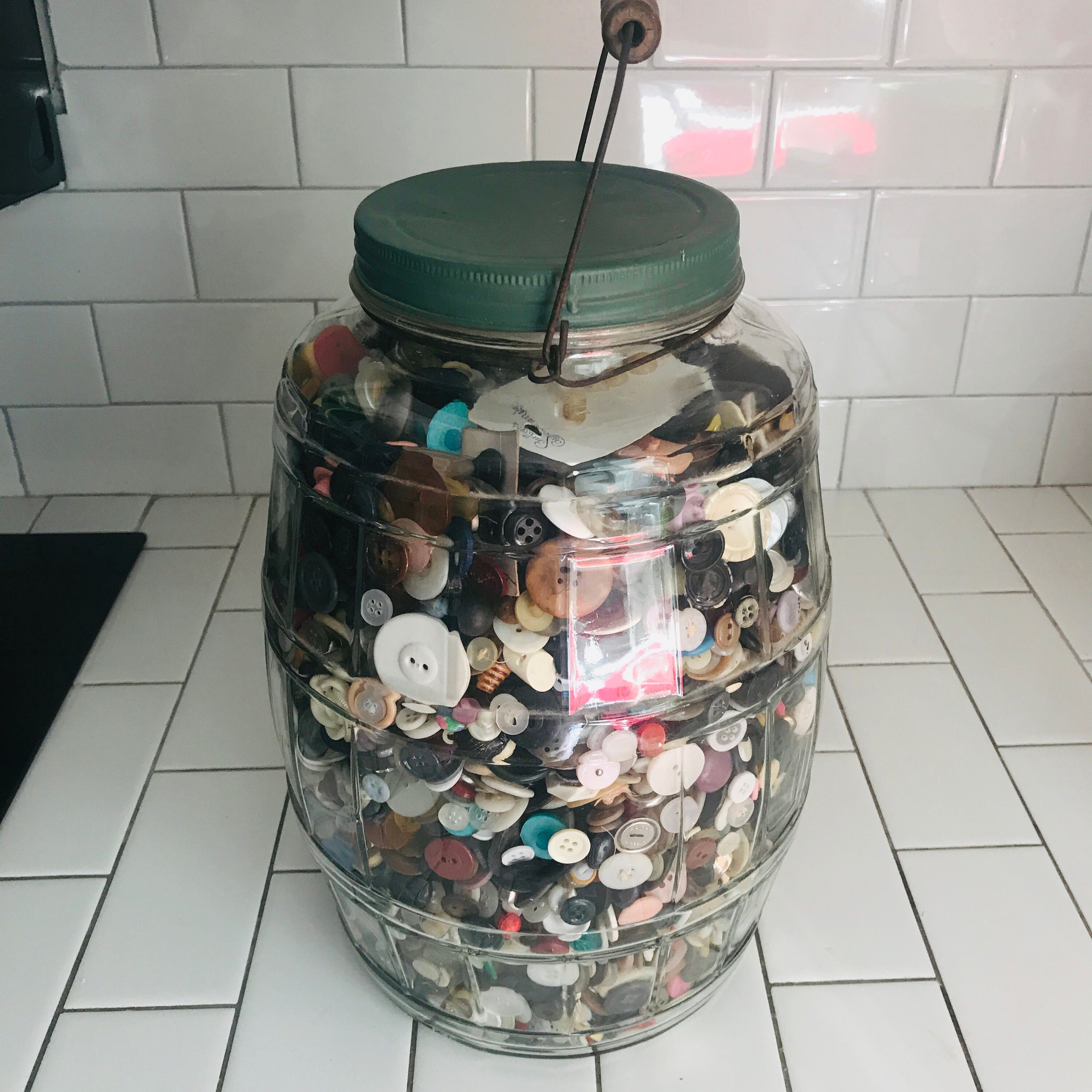 Giant Glass Store Display Pickle Jar full of Buttons vintage & | Etsy