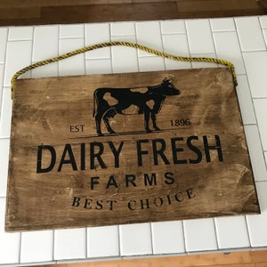 Vintage Farmhouse Sign Dairy Fresh Farms Collectible Wooden Hanging ...