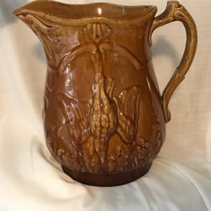 Antique Pheasant and Stag Bennington Milk Pitcher Farmhouse Crockery ...