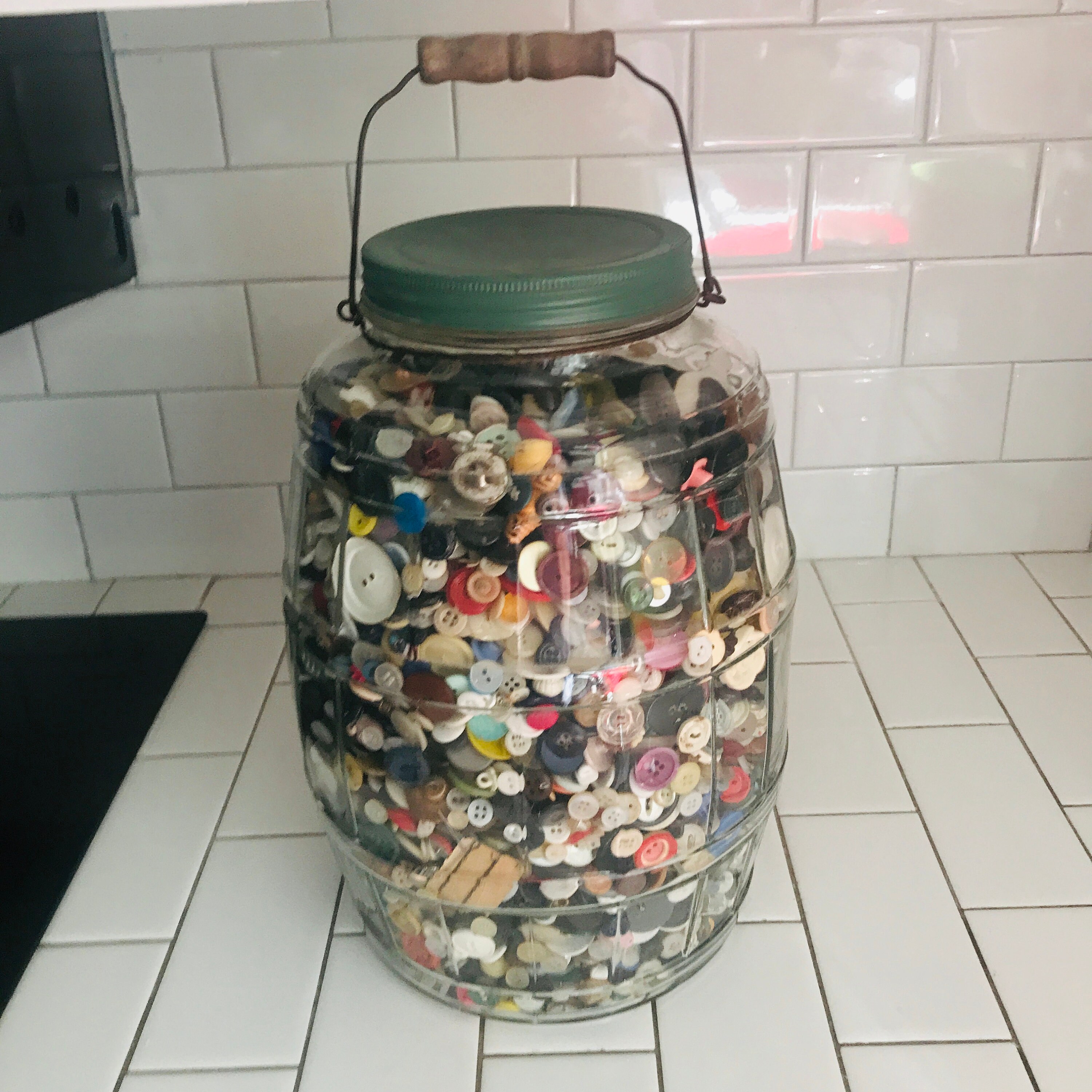 Giant Glass Store Display Pickle Jar full of Buttons vintage & | Etsy