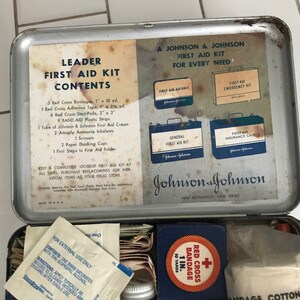 Vintage First Aid Kit With All Contents Johnson and Johnson Metal Can ...