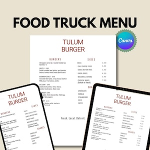 Editable Burger Restaurant Menu Template | Canva | Tulum Style | Food ...