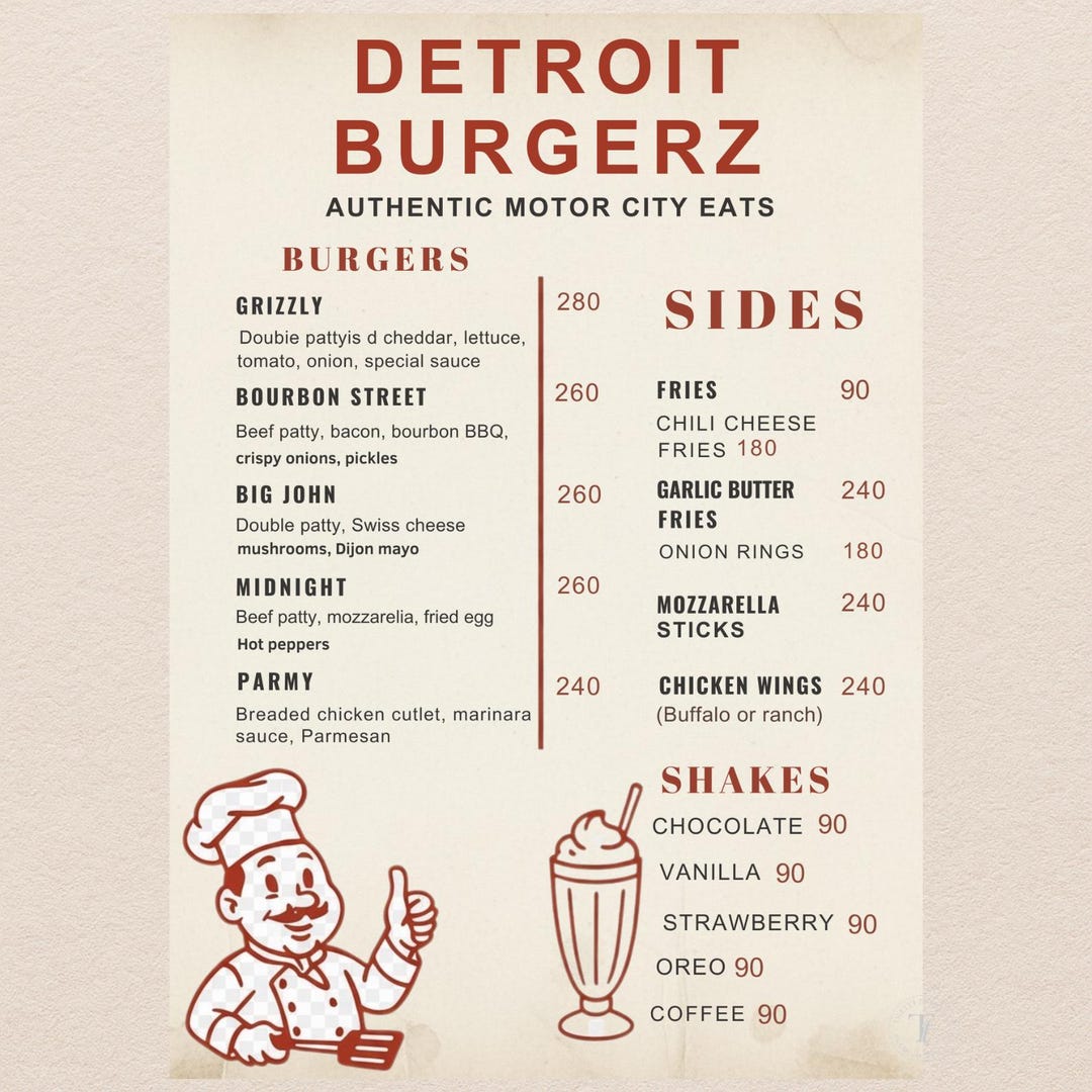Retro Diner Menu Template • Editable Canva Restaurant • Food Truck ...