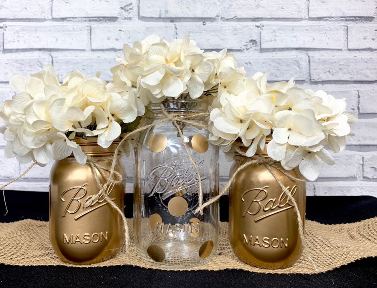 Gold Mason Jar Set Mason Jar Party Decorations Painted Mason - Etsy