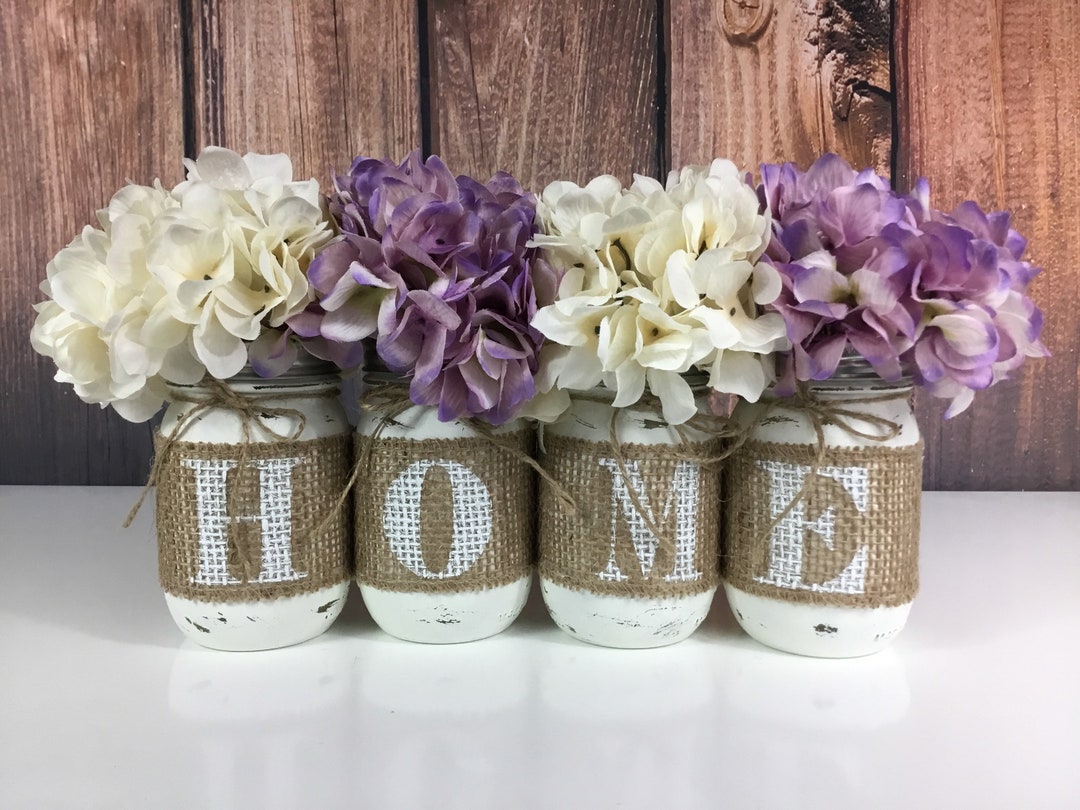 Burlap Mason Jars, Rustic Home Decor, Mason Jar Table Decor, Mason Jar ...