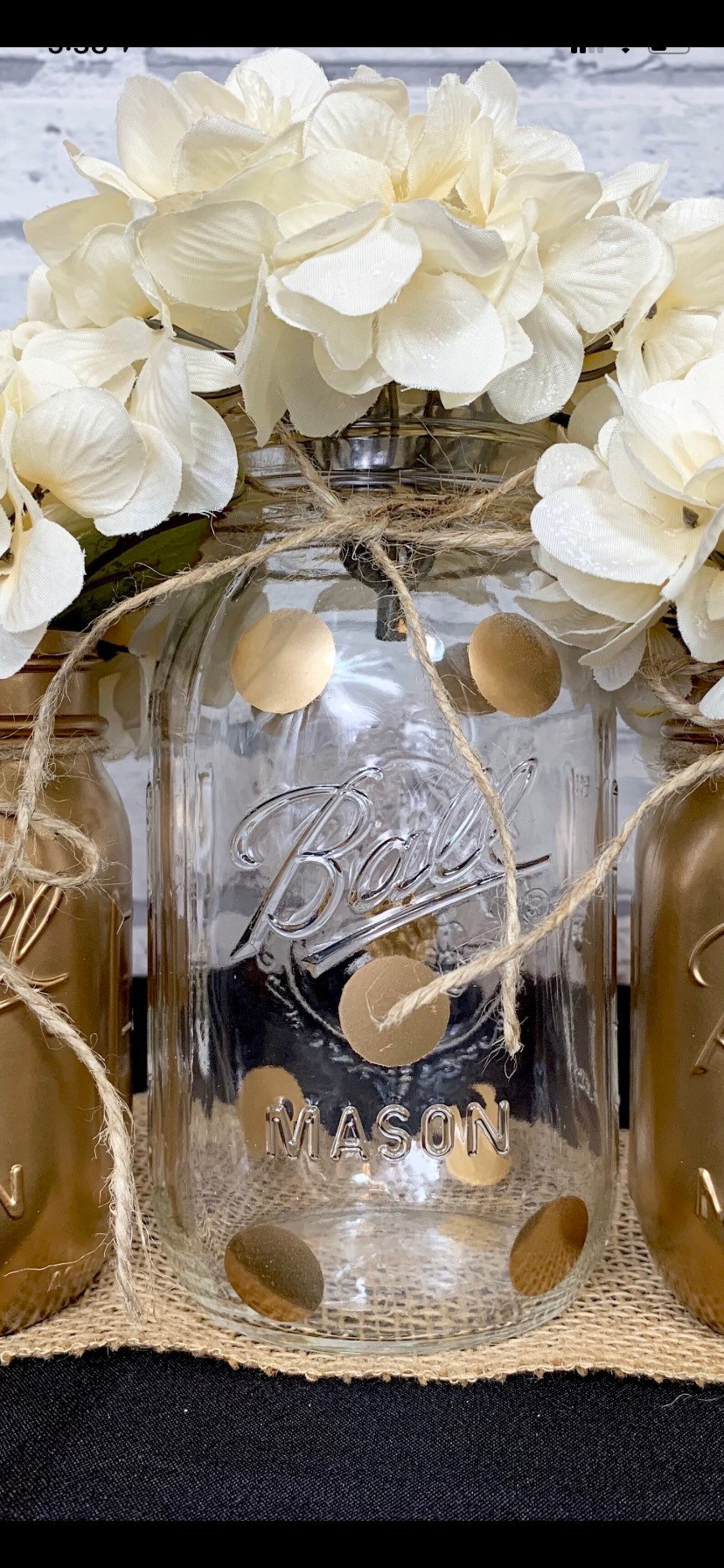 Gold Mason Jar Set Mason Jar Party Decorations Painted Mason - Etsy