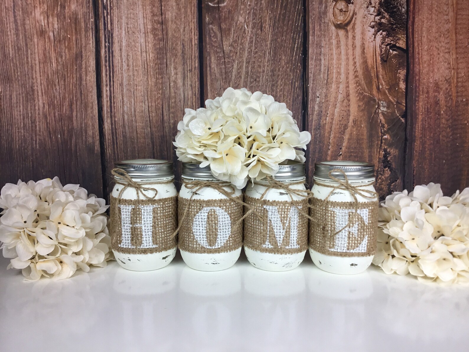 Burlap Mason Jars Rustic Home Decor Mason Jar Table Decor - Etsy