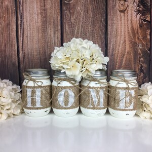 Burlap Mason Jars, Rustic Home Decor, Mason Jar Table Decor, Mason Jar ...