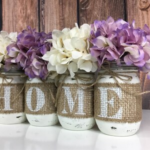 Burlap Mason Jars, Rustic Home Decor, Mason Jar Table Decor, Mason Jar ...