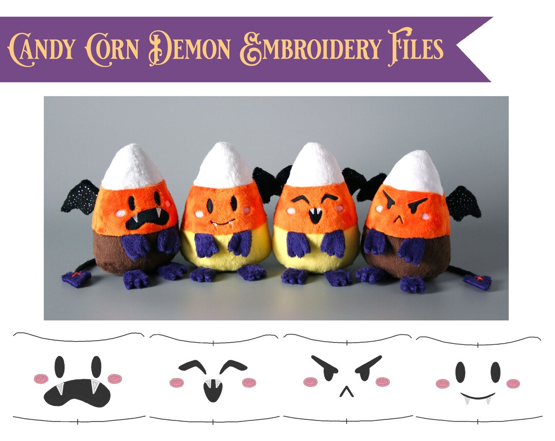 Candy Corn Demon Stuffed Animal Embroidery Files - Embroidery Design ...