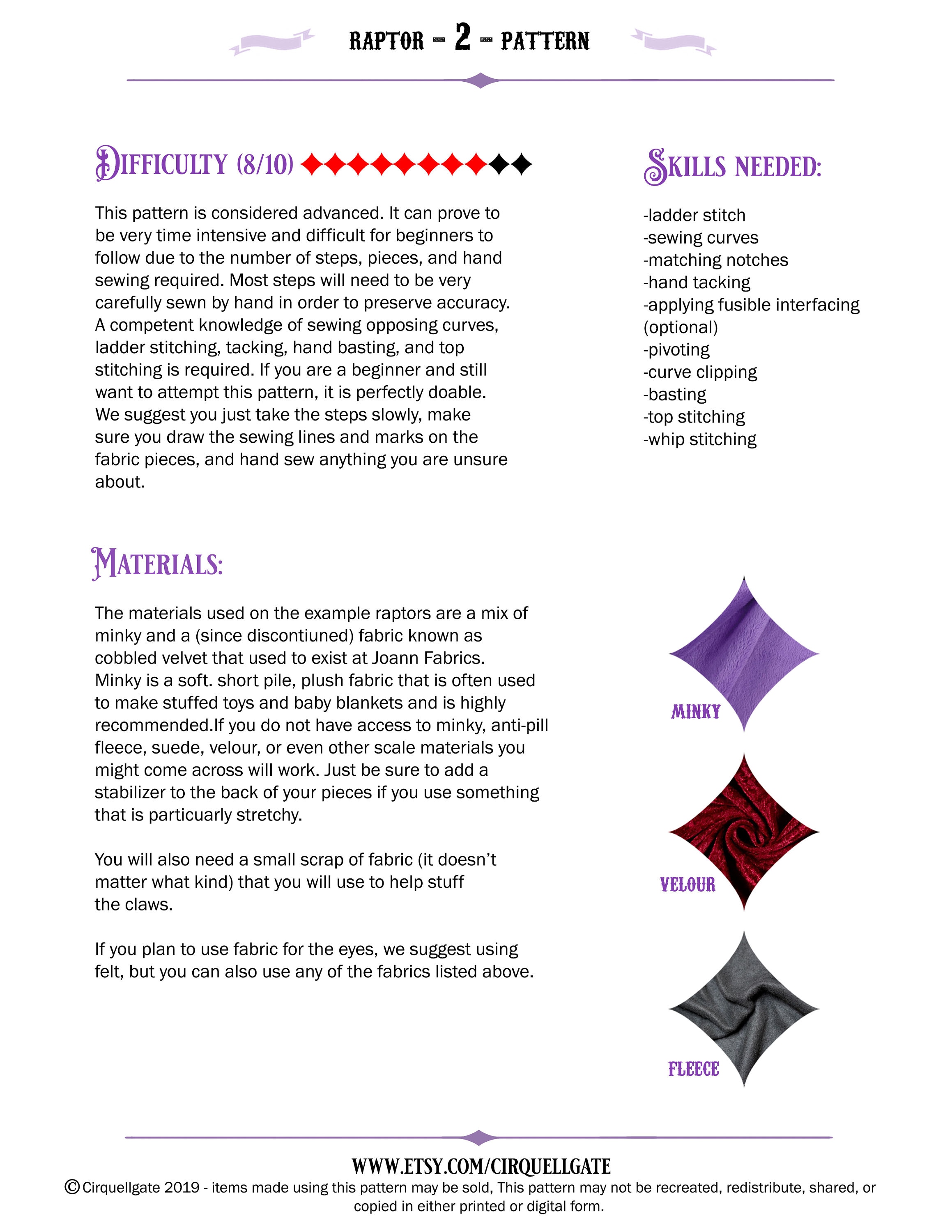 Raptor Plushie Pattern PDF Dinosaur Stuffed Animal Pattern - Etsy Australia