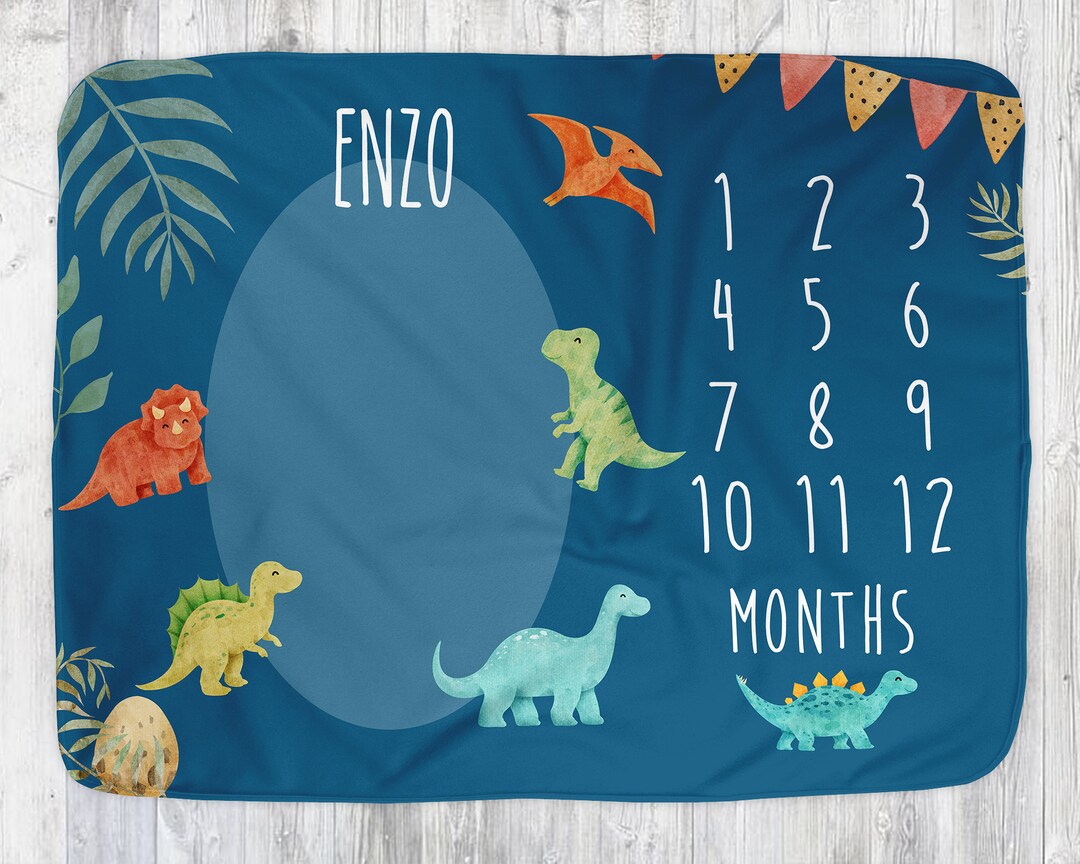 Dinosaur Milestone Baby Blanket - Dinosaurbaby Shower Gift - Dino ...