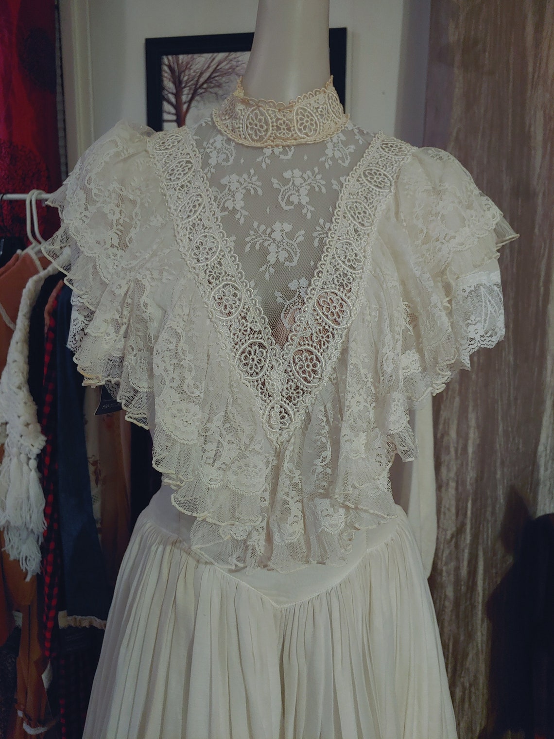 Vintage Gunne Sax Prairie Dress Cottage Core Gown White Southern Belle ...